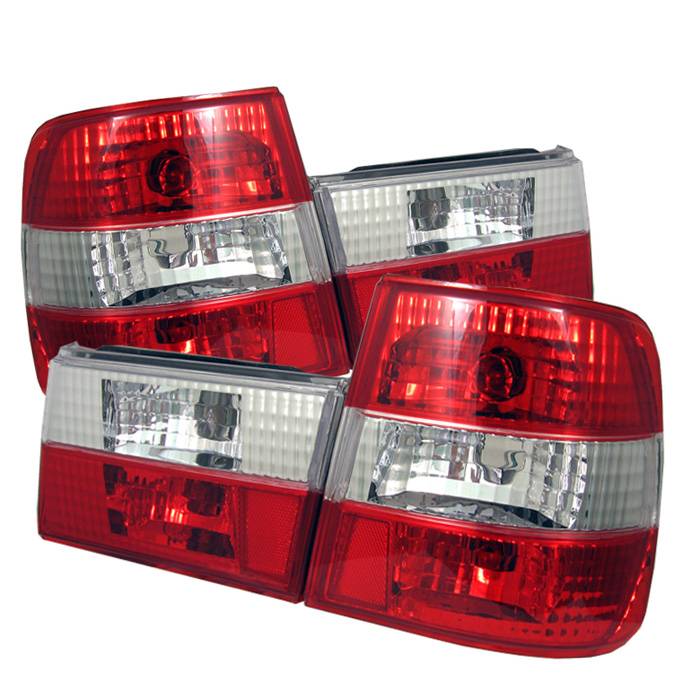 BMW E34 5-Series 88-95 Euro Style Tail Lights - Red Clear – Spyder Auto